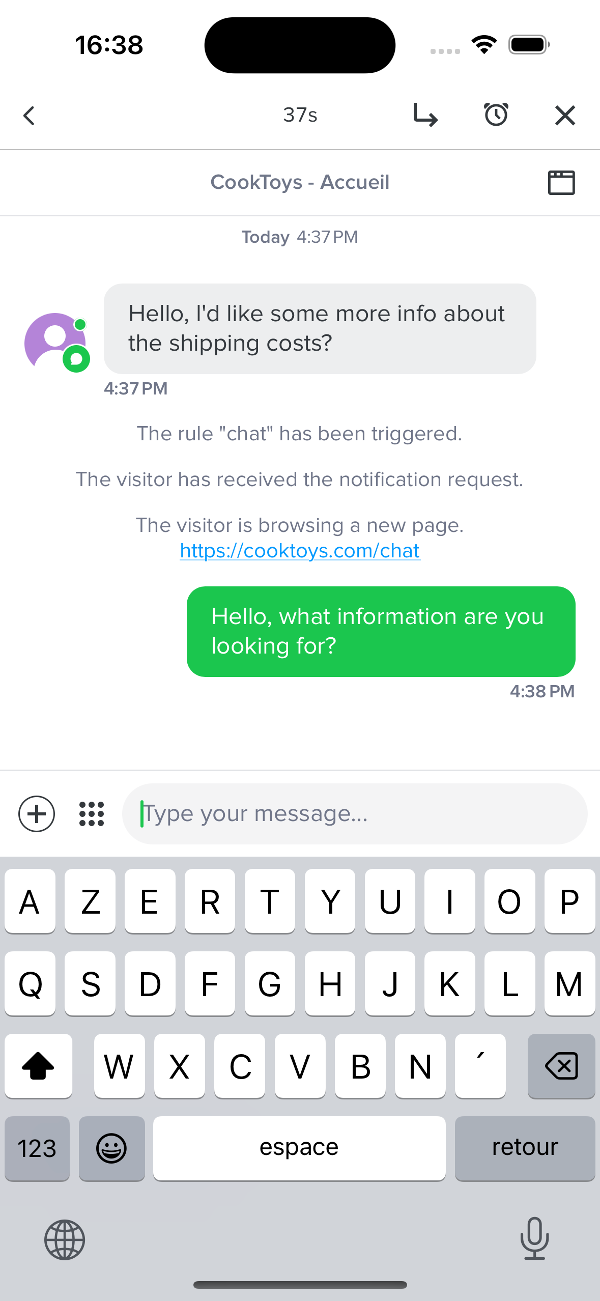 The mobile conversation panel – Help Center iAdvize